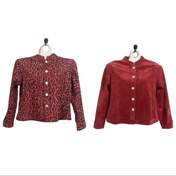 Vintage | Jackets & Coats | Vintage Reversible Red Leather Leopard ...